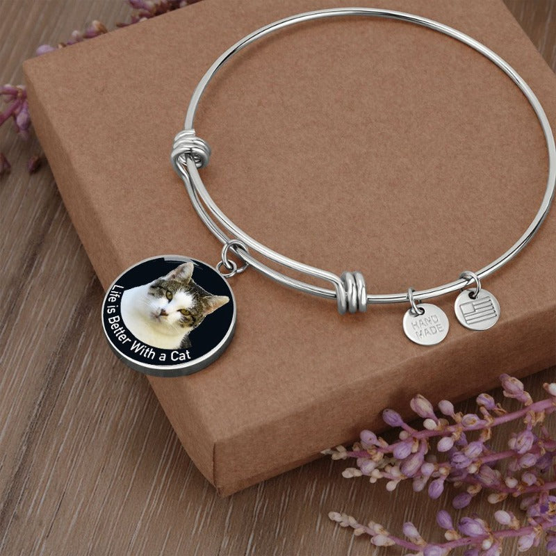 Cat Bangle Bracelets - Life Is Better With A Cat – Cute Cats Store