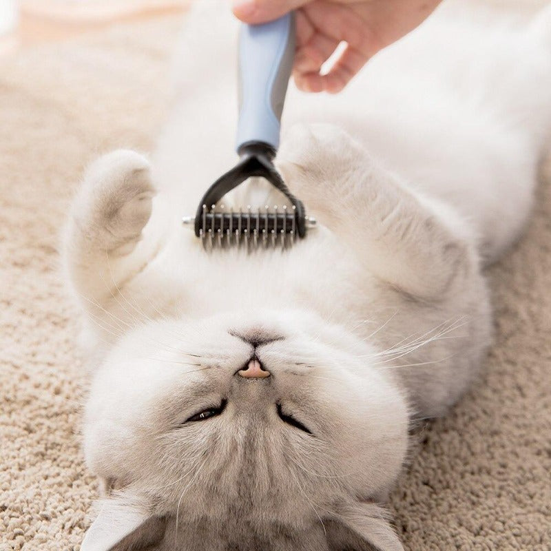 Cat Deshedding Brush - Grooming Dematting Tool For Long Hair Cats ...